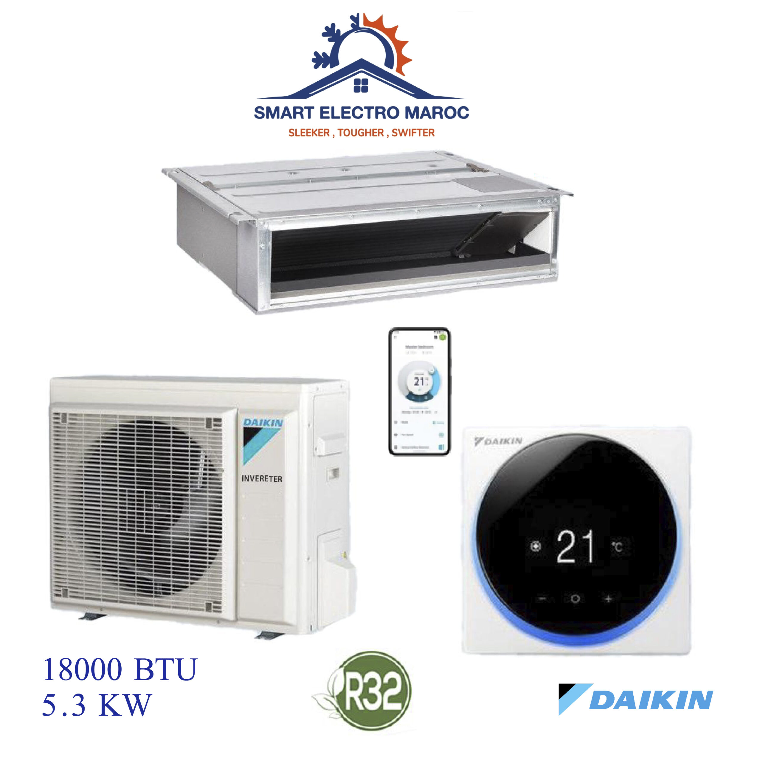 Climatiseur Gainable DAIKIN 18000 Btu Inverter Maroc