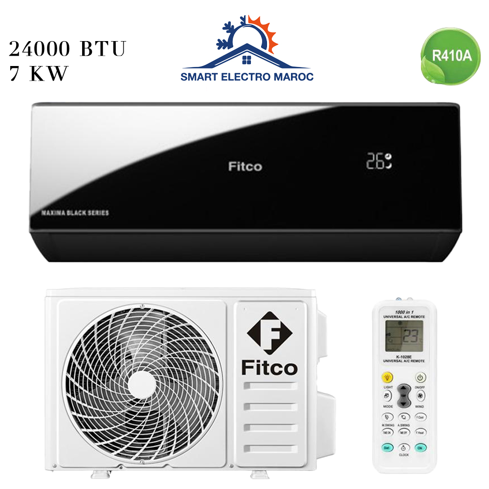 Climatiseur FITCO 24000 Btu Maxima Black Mirror Maroc